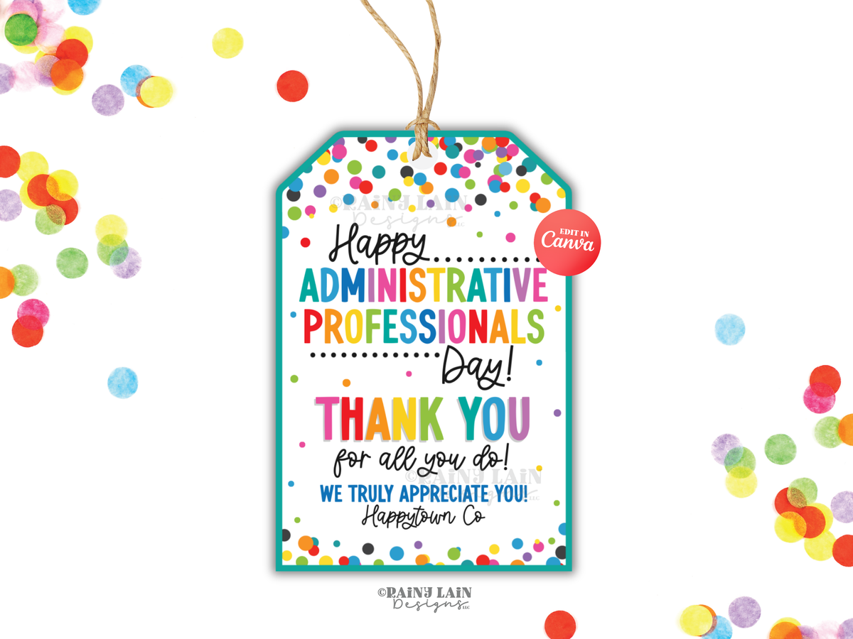 Happy Administrative Professionals Day Gift Tag, Office Staff, Assista ...