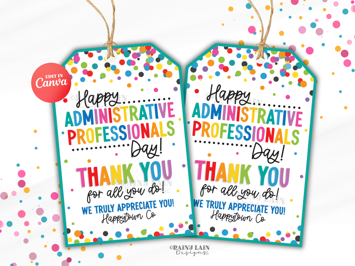 Happy Administrative Professionals Day Gift Tag, Office Staff, Assista ...