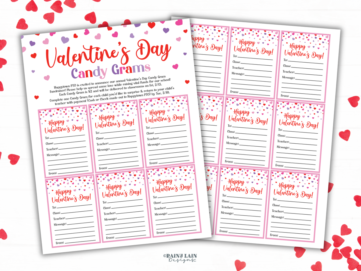 Editable Valentine's Day Candy Gram Fundraiser Flyer Template, Class K ...