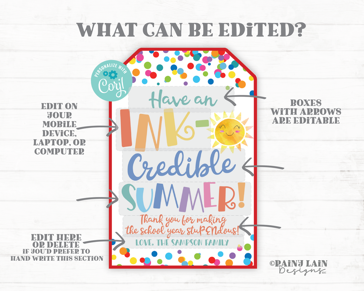 INK-credible Summer Tag, Ink Pen Gift Tag, Stu-PEN-dous School Year, E ...