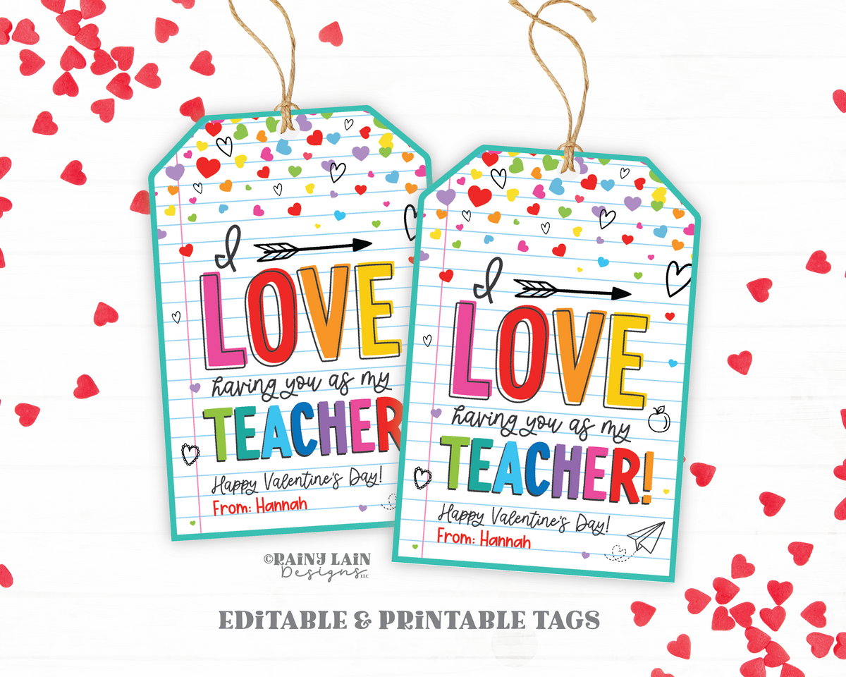 Teacher Valentine Gift Tag, Valentine's Day Gift From Student, Love Ha ...