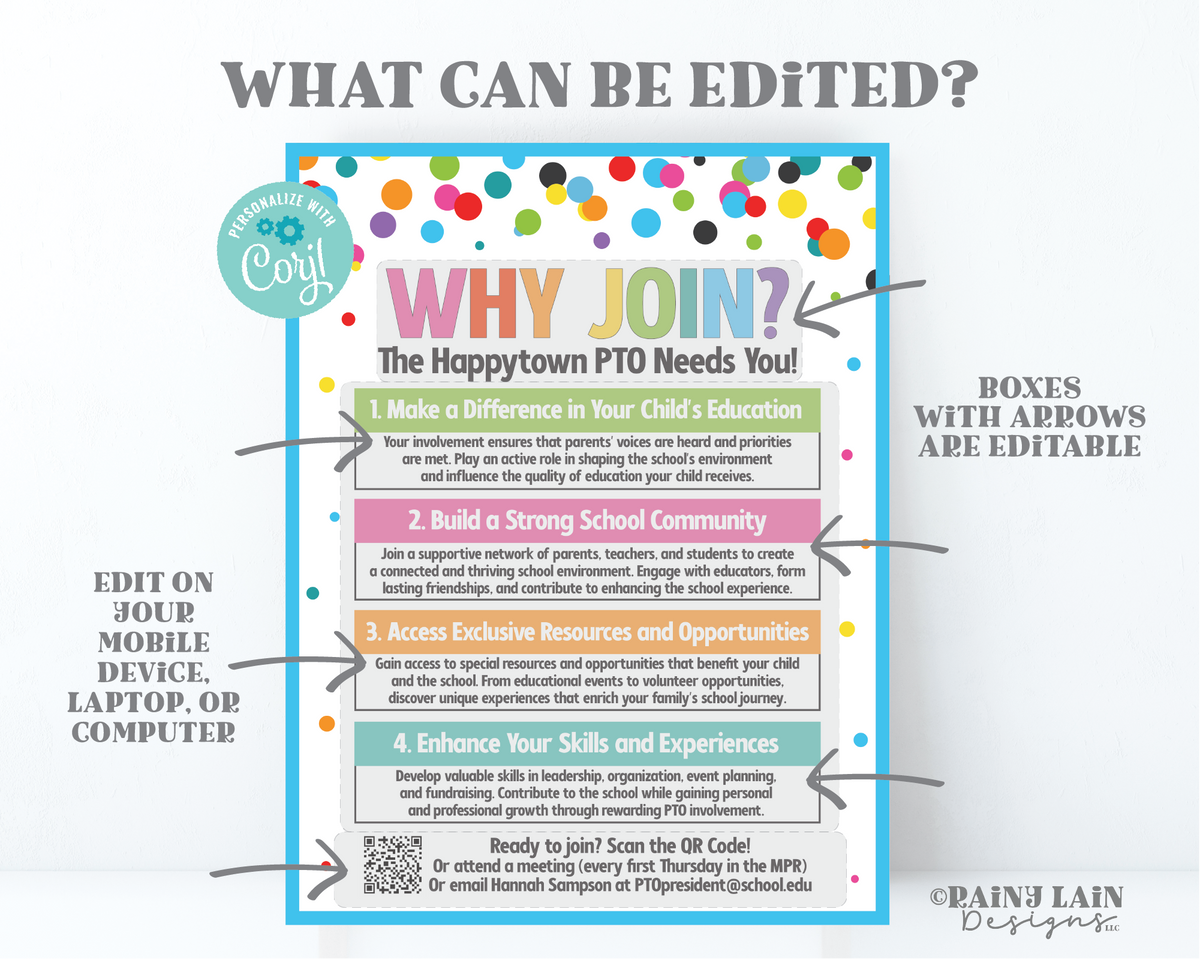 Editable Why Join the PTA or PTO Flyer Template, Printable School PTA ...