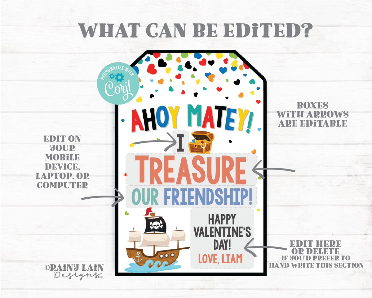 Ahoy Matey Valentine, Treasure Friendship, Popcorn, Cookies, Booty, Ed ...