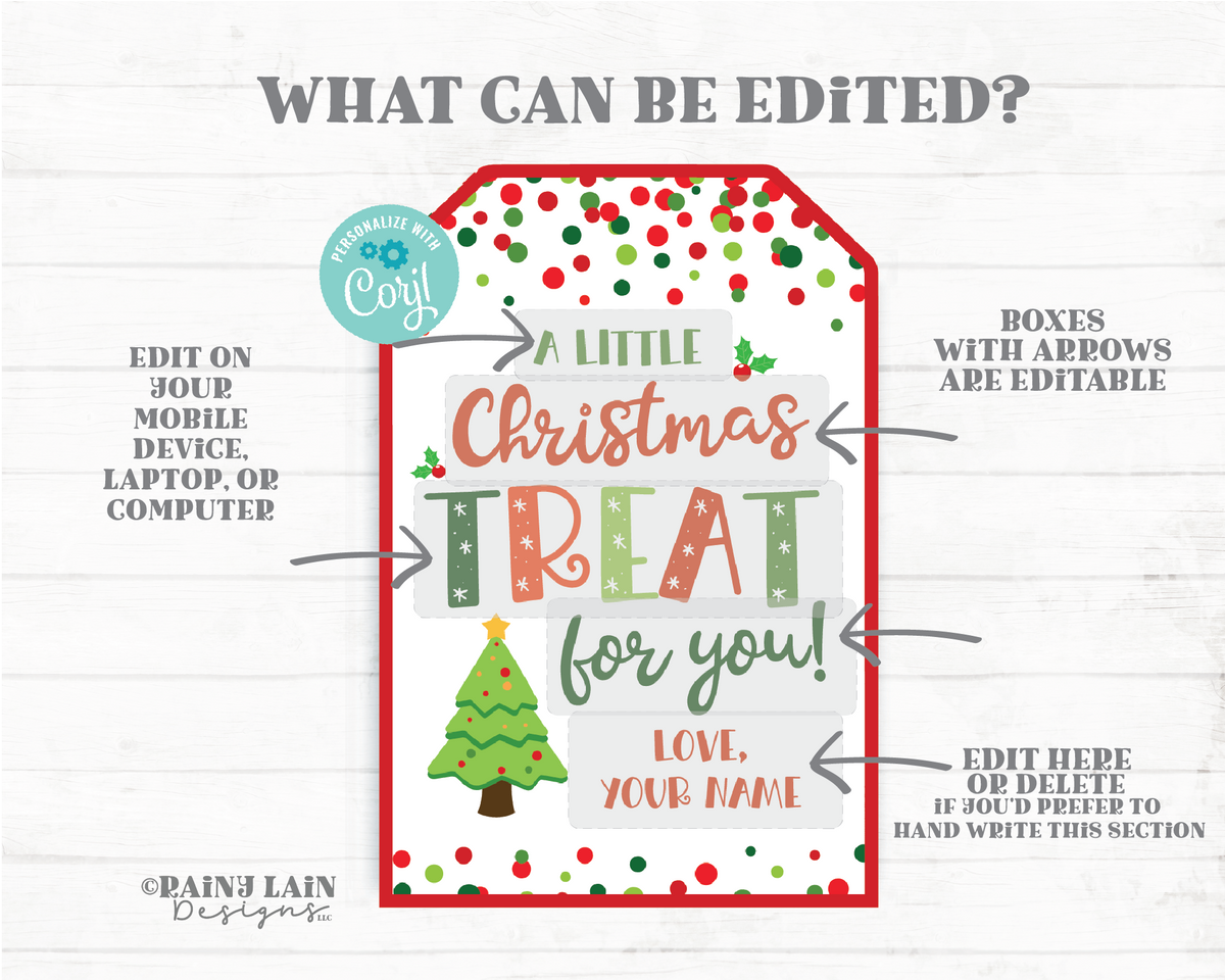 A Little Christmas Treat For You Tag Holiday Gift Favor Staff Sweets H ...