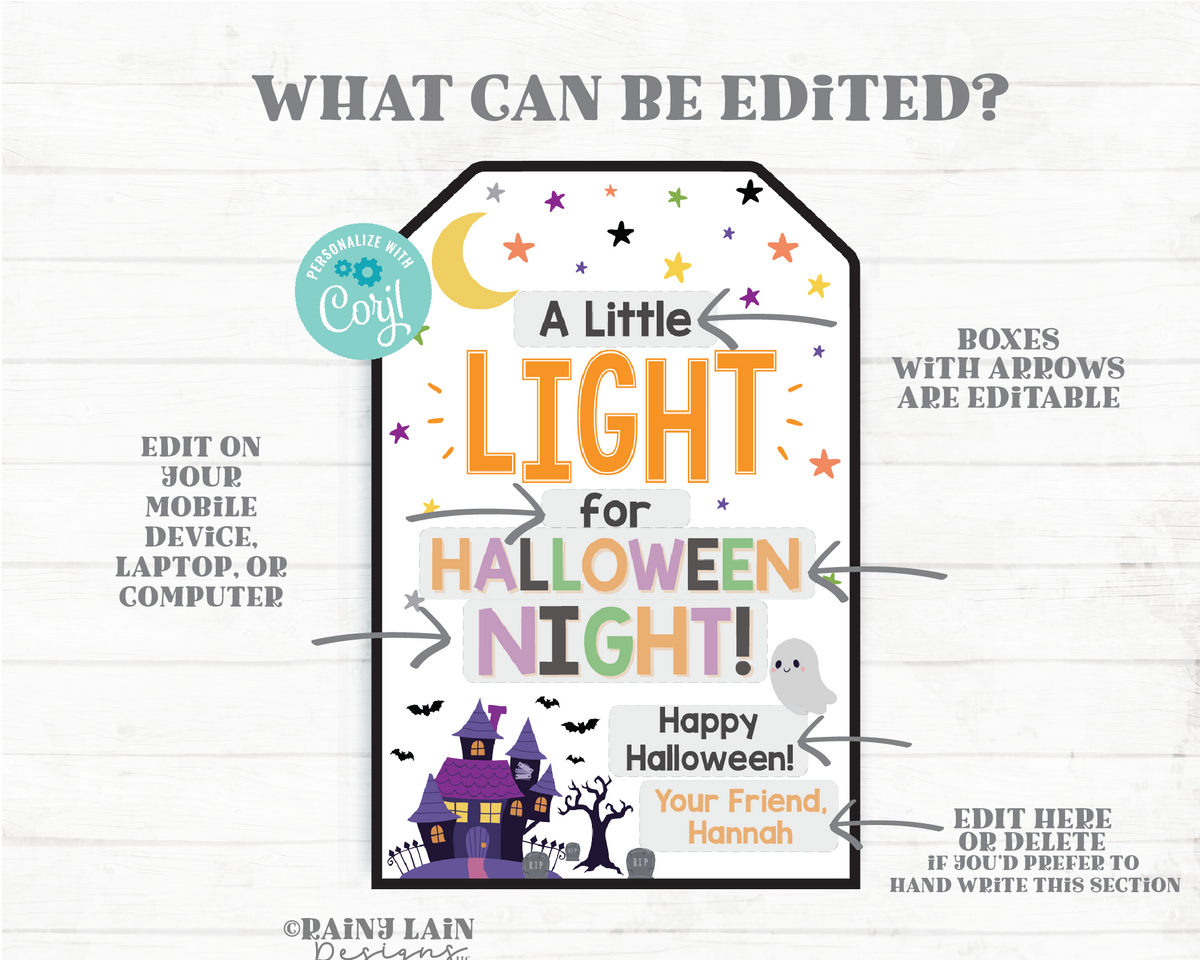 A little Light for Halloween Night Tag Glow Stick Favor Glow Stick Par ...