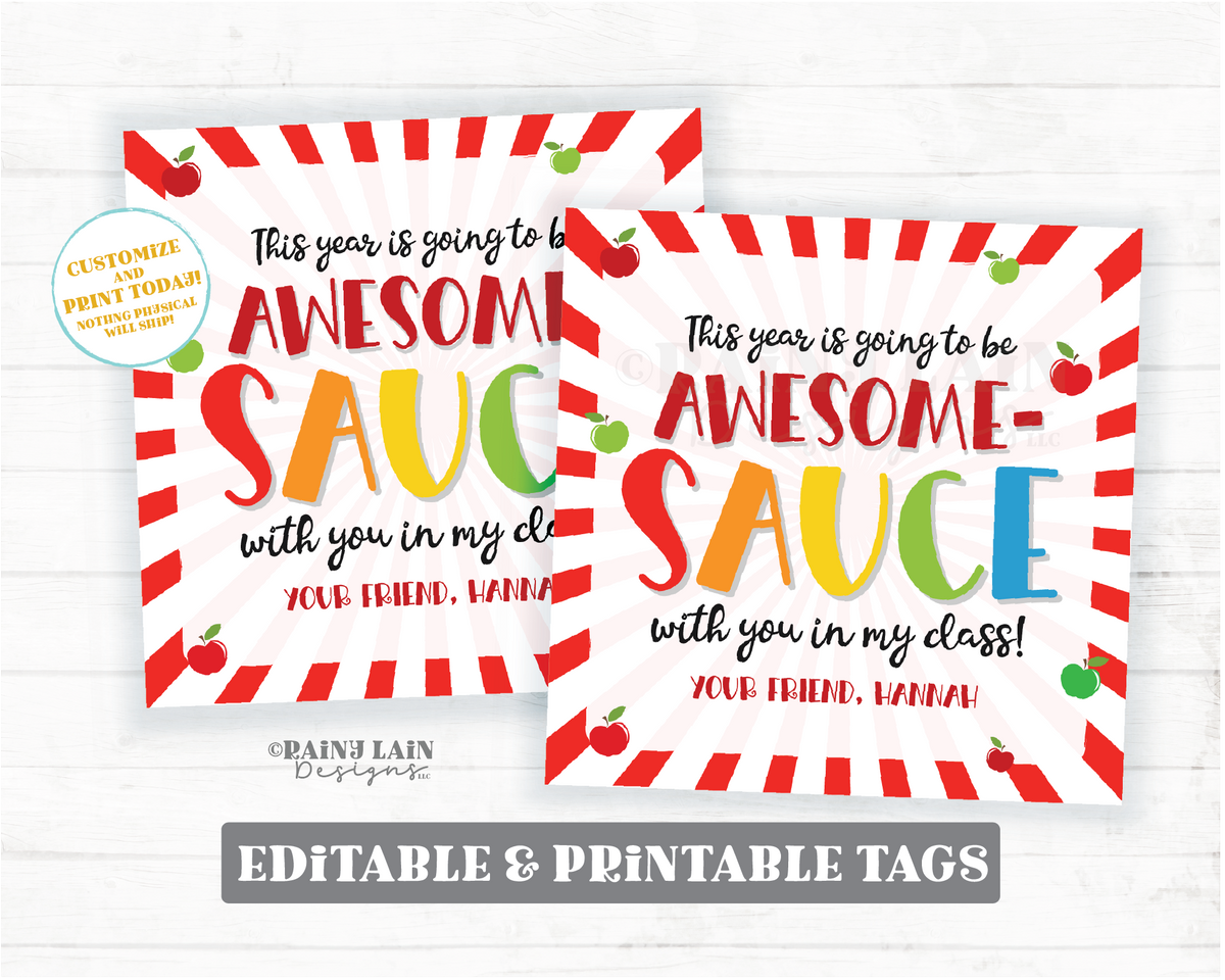 School Year Going to be Awesome Sauce Gift Tag With You in My Class Ba ...