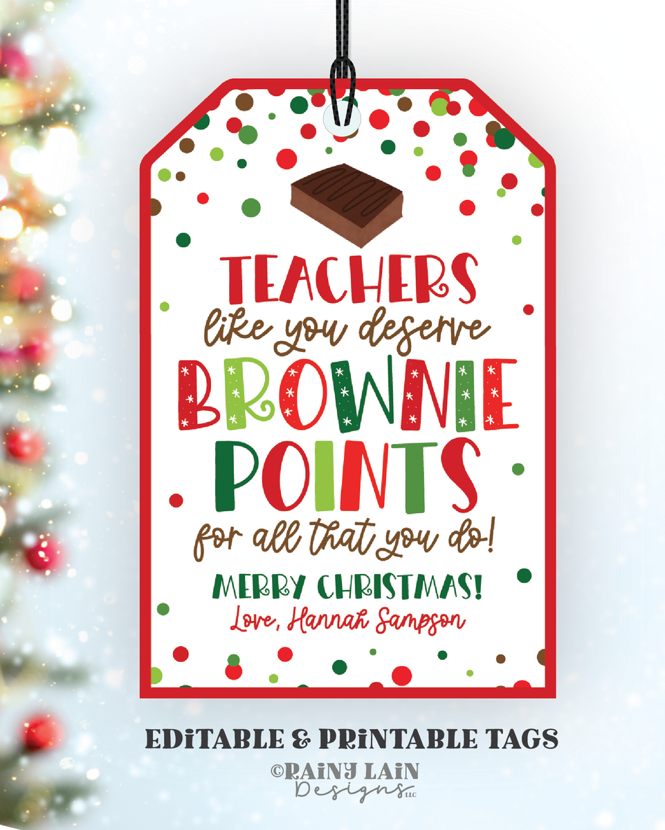 Editable Chocolate Brownie Christmas Gift Tag Template, Deserve Browni ...