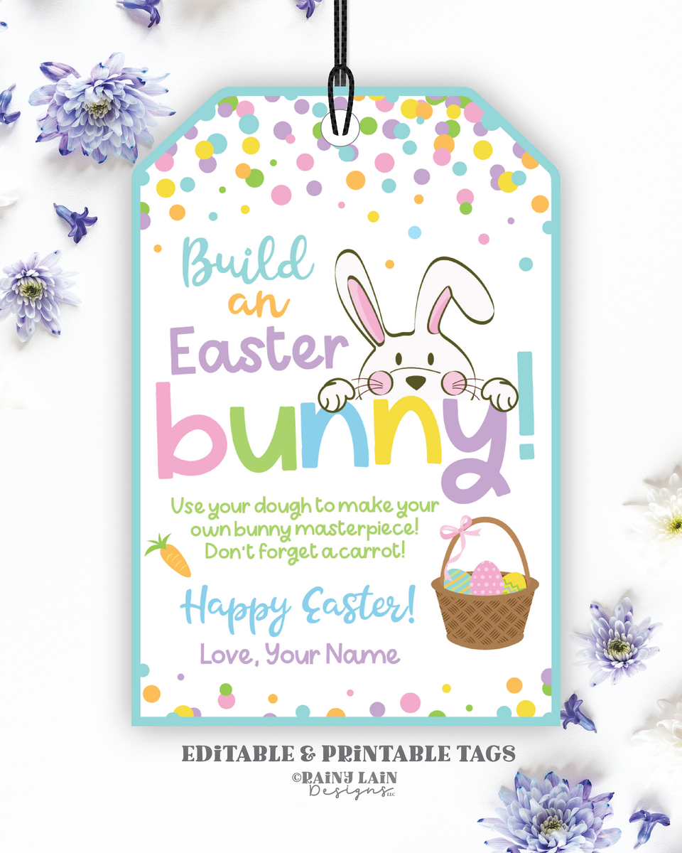 Create Your Own Easter Bunny Tag Build Make Play dough Gift Doh Spring ...