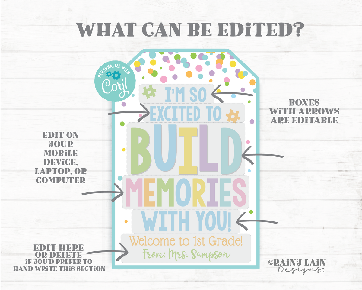 Back to School Student Gift Tag, Build Memories, Hashtag, First Day, B ...