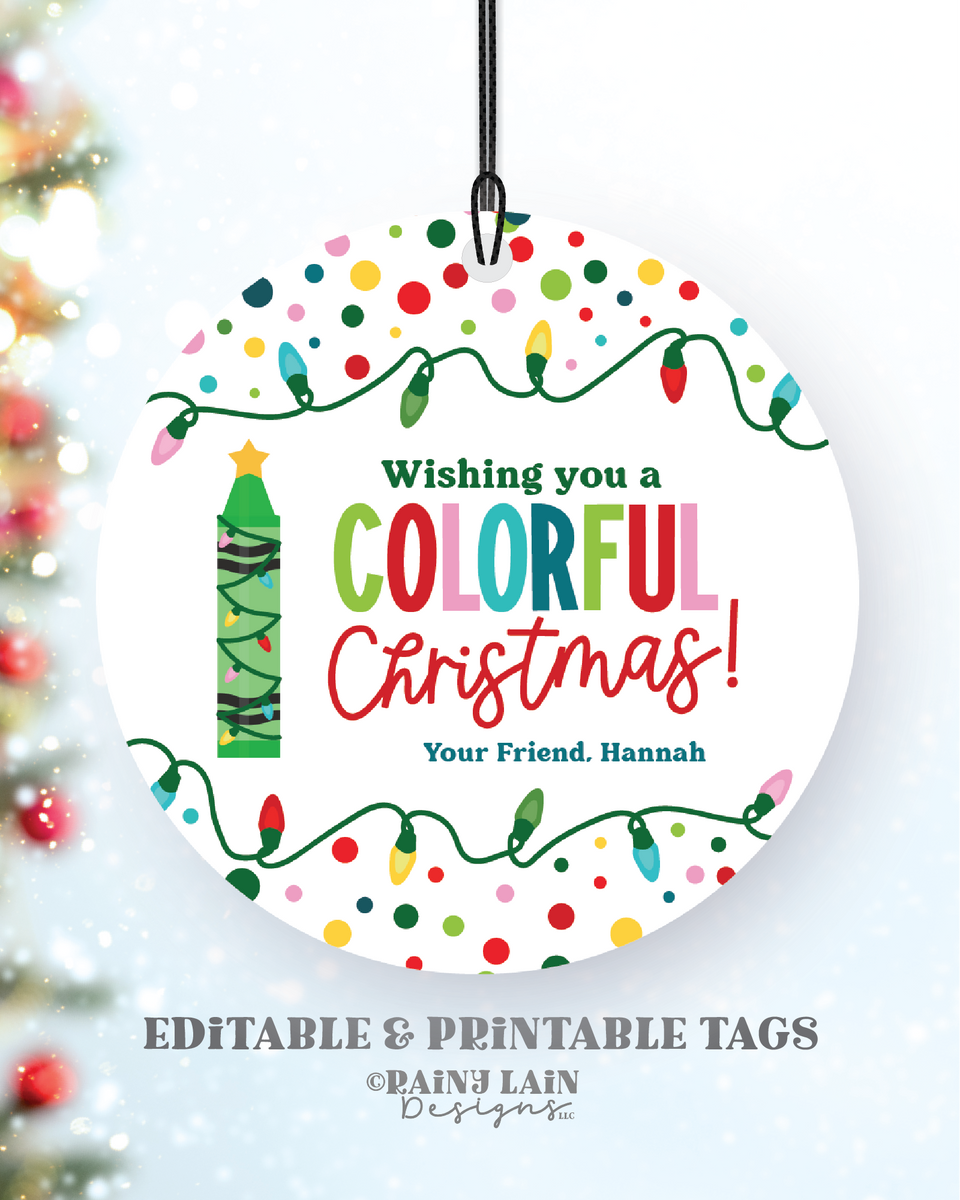 Editable Colorful Christmas Gift Tag, Crayon, Coloring Book, From Teac ...