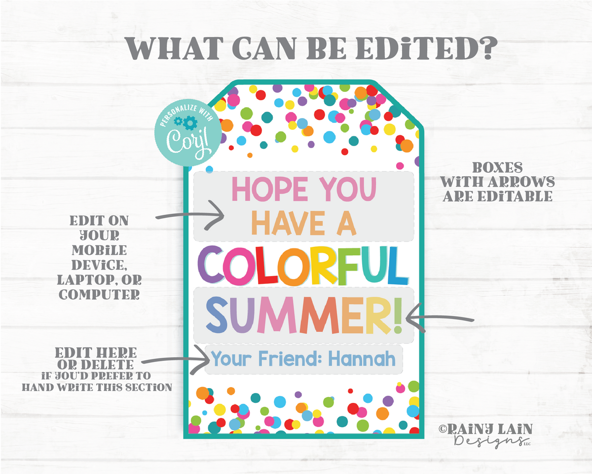 Colorful Summer Gift Tag, End of School Year, Crayons, Markers, Paint ...