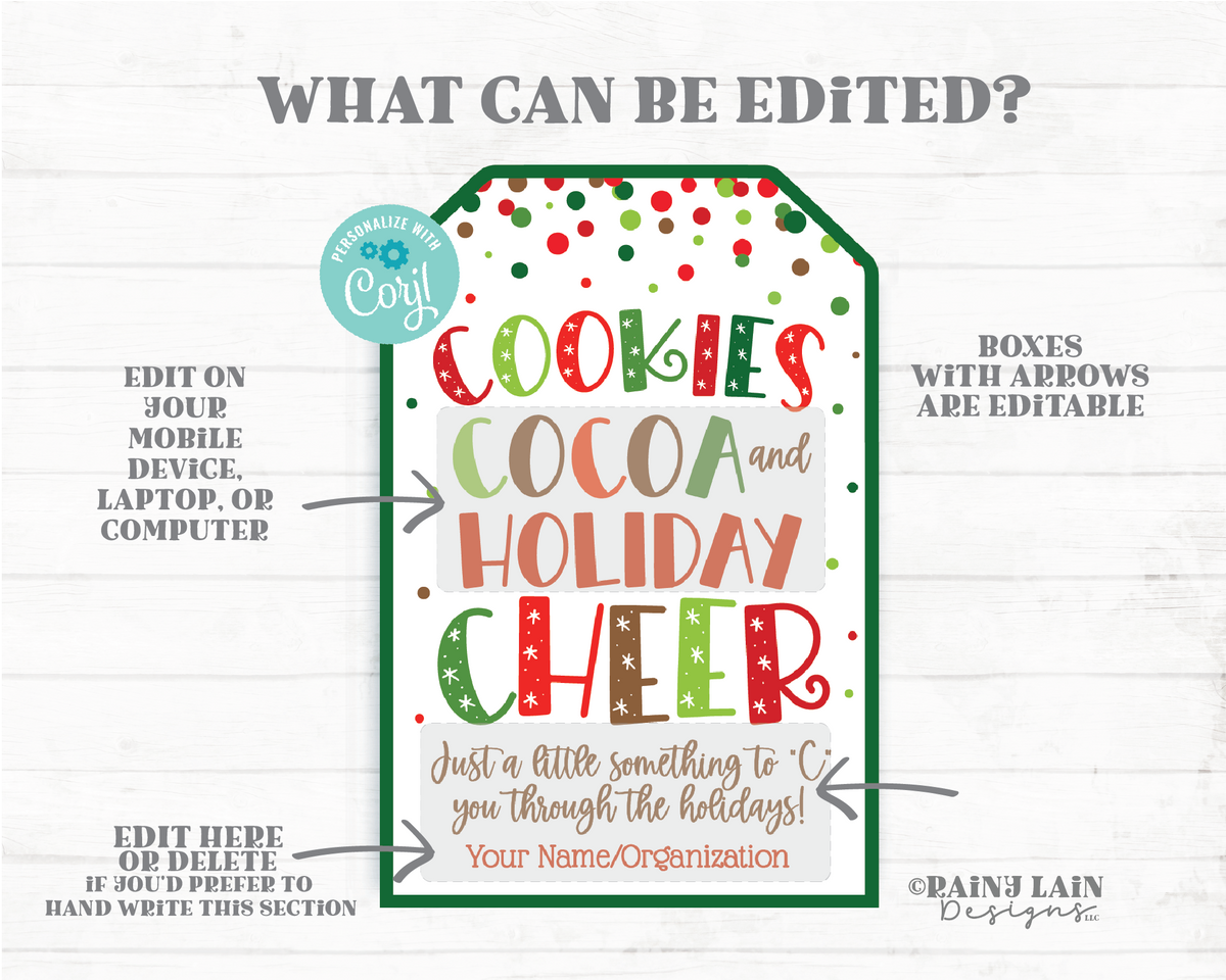 Cookies Cocoa Holiday Cheer Tag Christmas Gift Hot Chocolate Cookies S ...