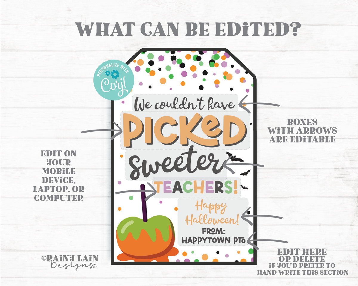Couldn't have picked sweeter teachers tag, Halloween Candy Apple Caram ...