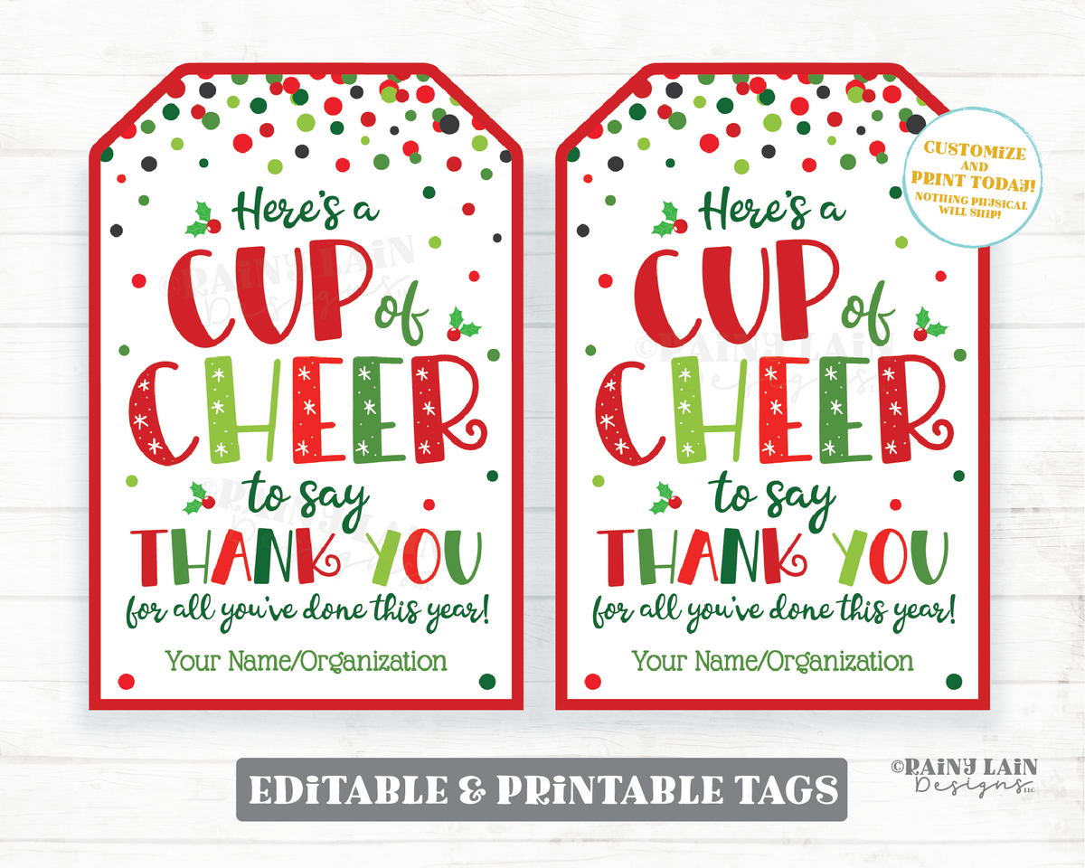 Cup of Cheer Thank You You've Done This Year Tag Christmas Holiday Gif ...