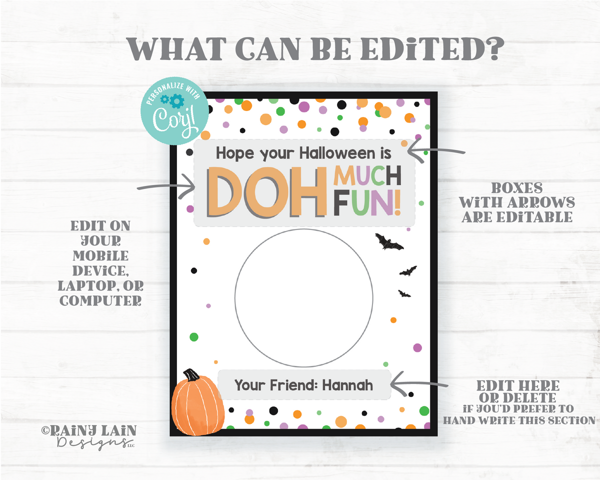 Halloween Doh Much Fun Card Play dough Halloween Gift Doh Student From ...