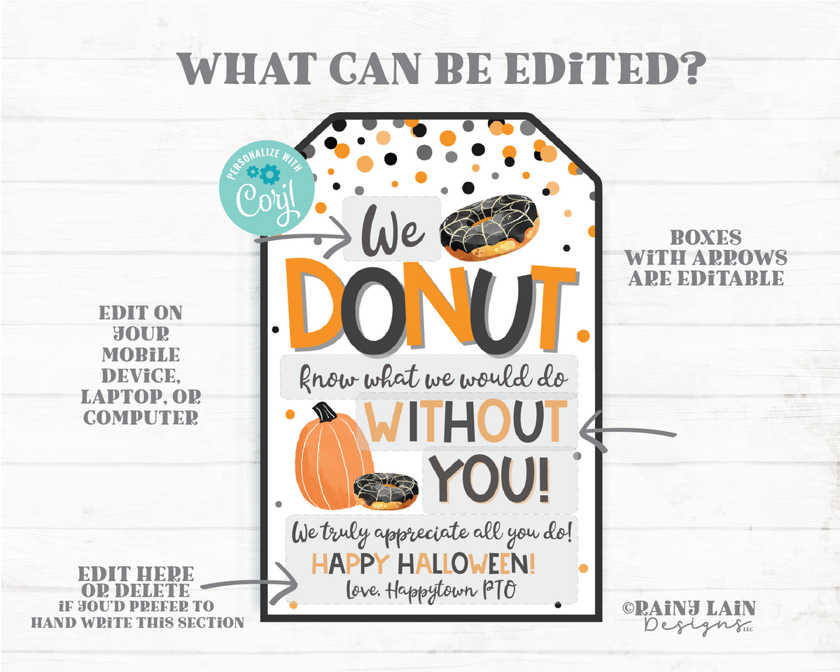 Halloween Donut Know What We Would Do Without You Tag Thank you Apprec ...