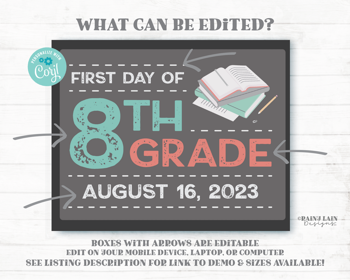 School Sign First Day Template, Editable First Day of School Printable ...