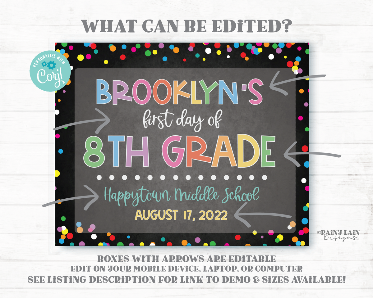 First Day of School Sign Editable Template, Reusable Back to School Si ...