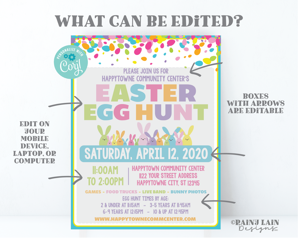 Easter Egg Hunt Flyer Editable Egg Hunt Invite Printable Invitation, O ...