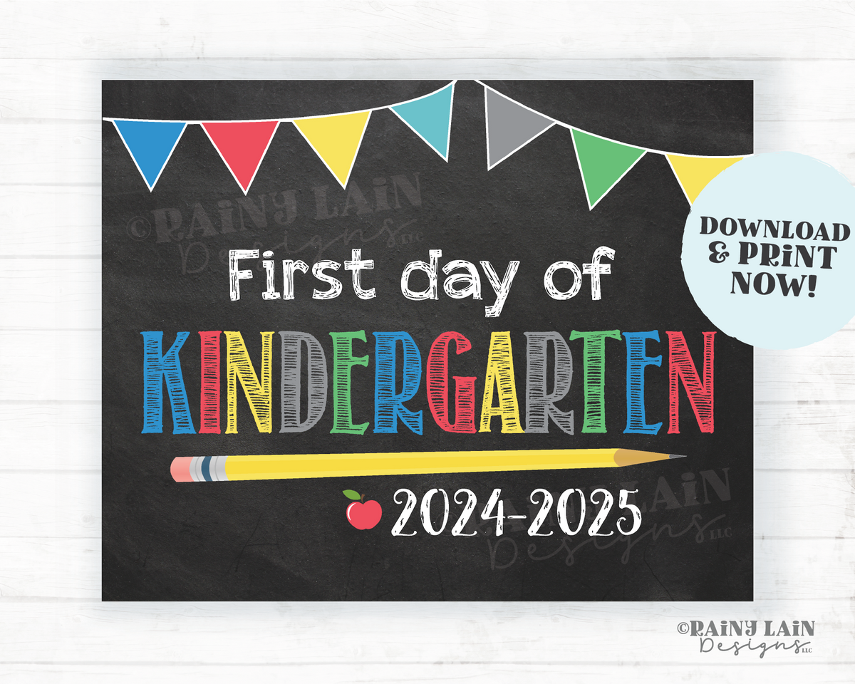 First Day of Kindergarten Sign Boy Printable First Day of School Sign ...