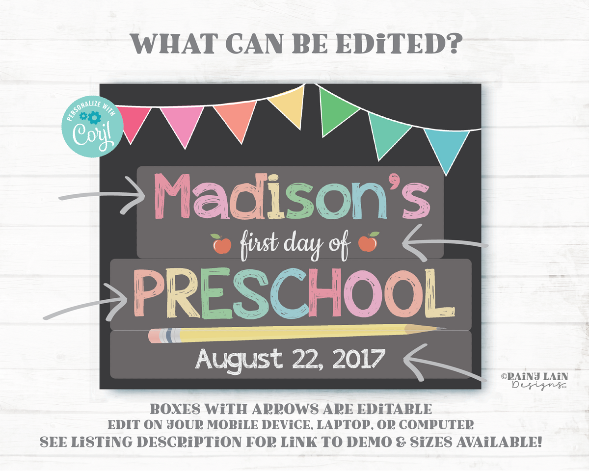 Editable 1st and Last Day of School Chalkboard Printable First Last Da ...