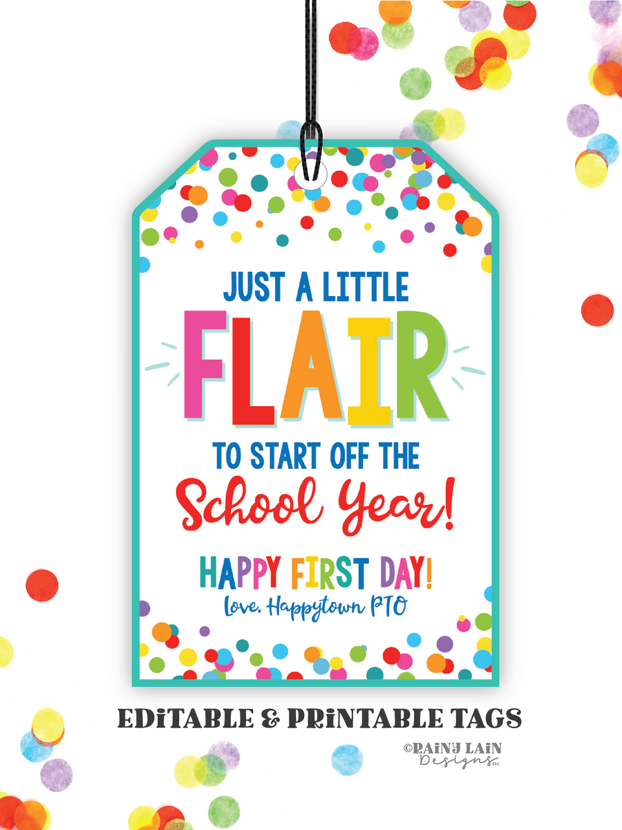 Printable First Day of School Teacher Gift Tag, First Day of School Fl ...
