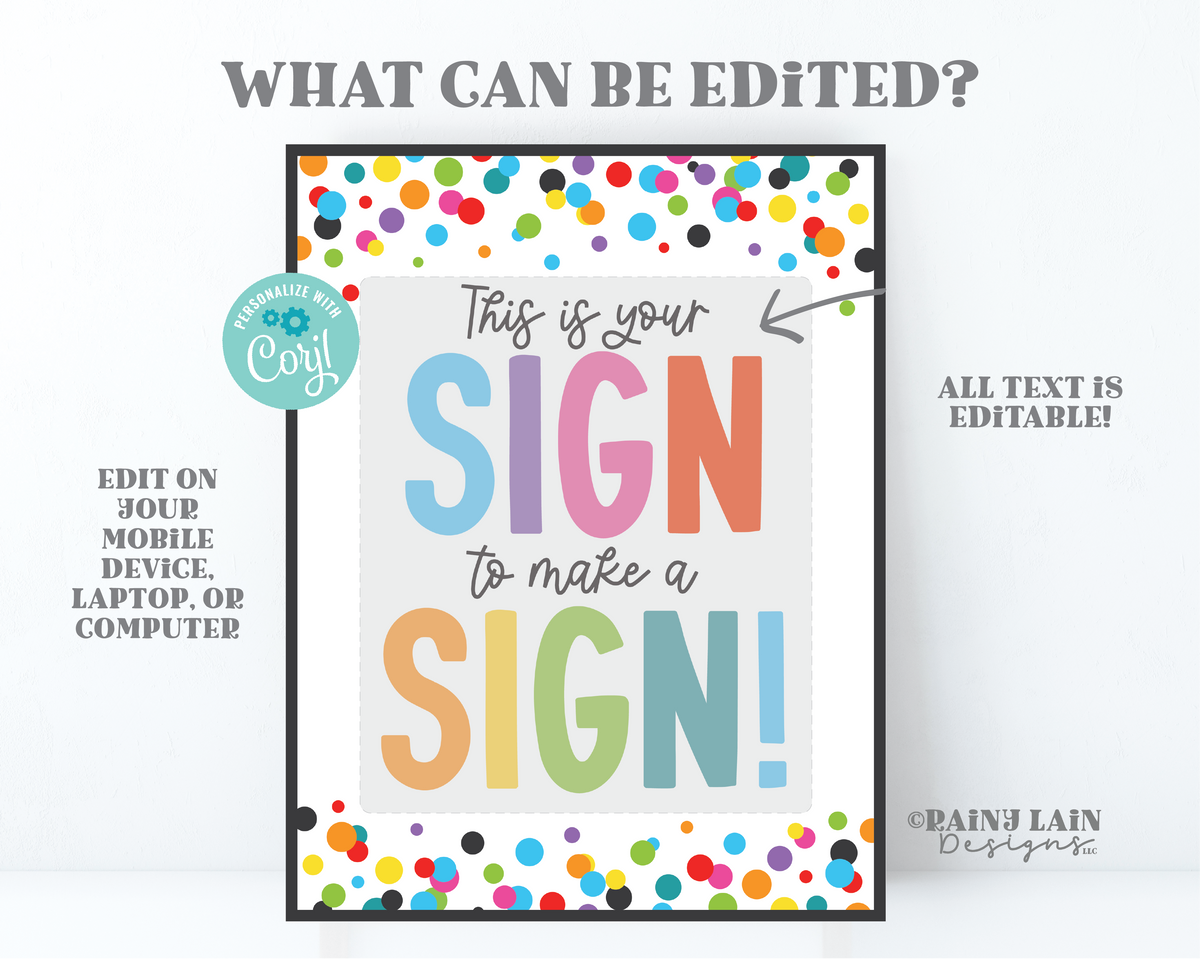 Editable Confetti Sign, Editable QR Code Sign, Graduation Party Welcom ...