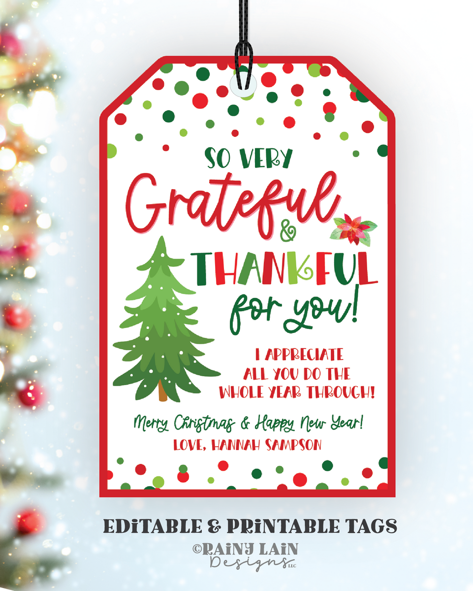Christmas Thank You Gift Tag, Editable Printable Template, Holiday App ...