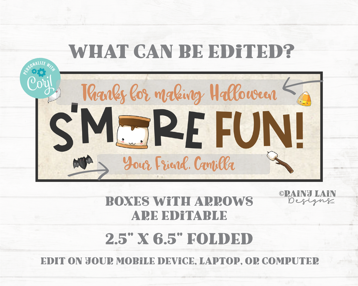 Halloween S'more fun zip sandwich bag topper Tag Favor Fold over Smore ...