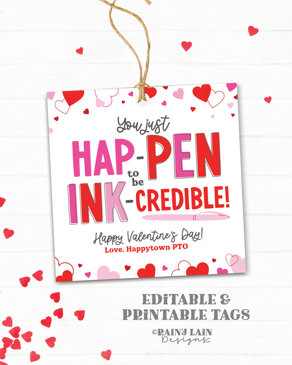 Pen Valentine for Teacher, Teacher Gift Tag from Student, Pen Valentin ...