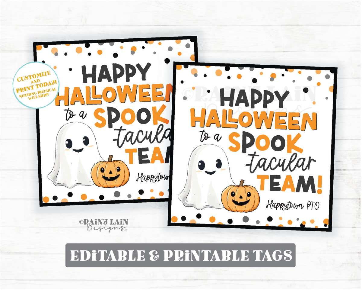 Editable Halloween Gift Tag Template Happy Halloween to a Spook-tacula ...