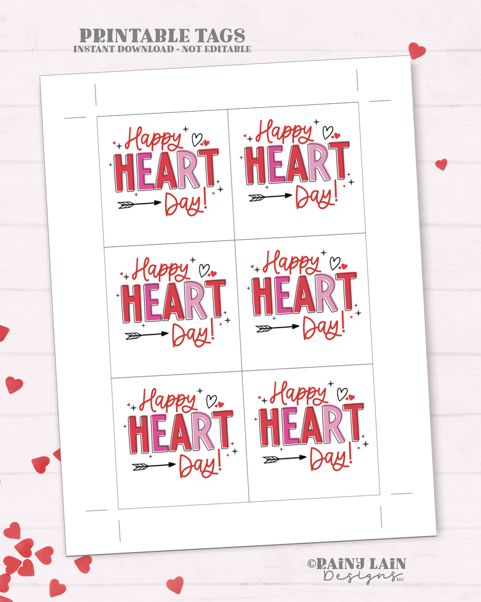Happy Heart Day, Valentine's Day Gift Tags Downloadable, Teacher, Clas ...