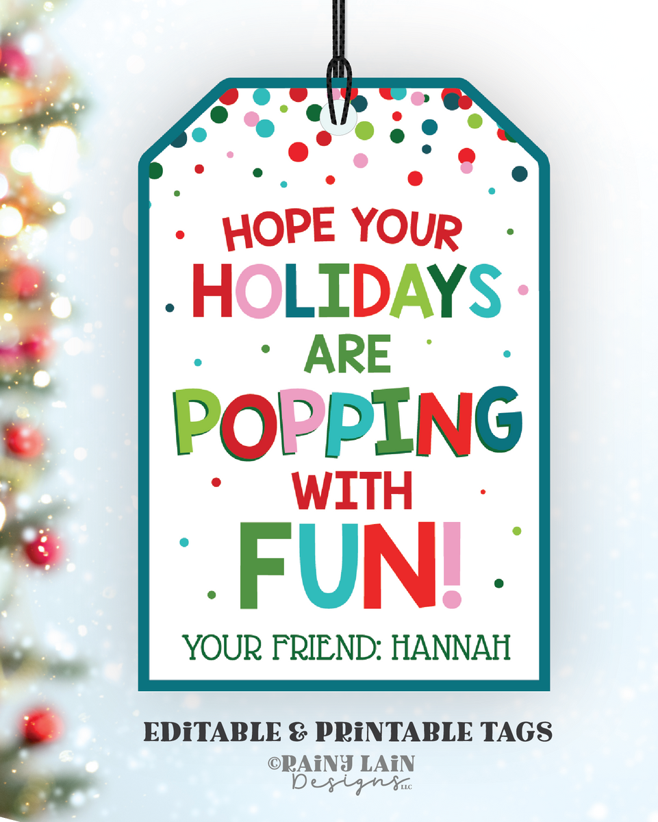 Holiday Pop It Gift Tag Holidays are Popping with Fun Tag Christmas Po ...