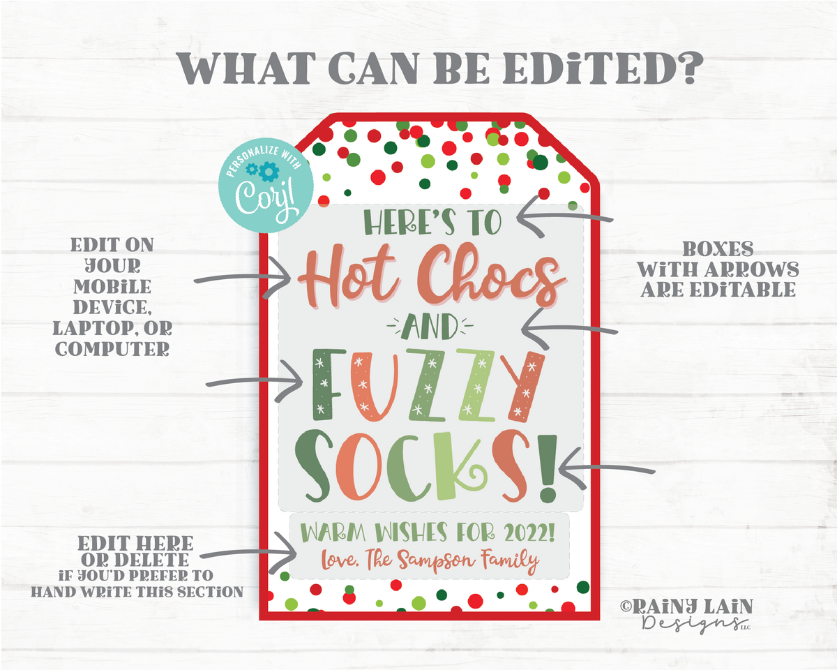 Hot Chocs and Fuzzy Socks Tag Christmas Hot Chocolate Cocoa Holiday Gi ...