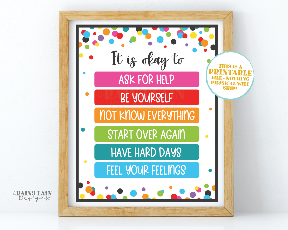 It is okay to Sign, Classroom Printable Therapist Office Decor School ...