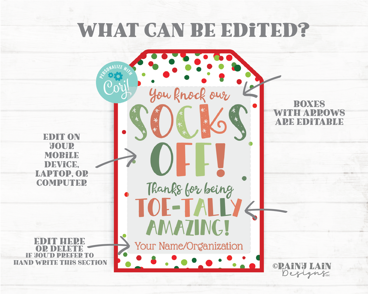 You Knock Our Socks Off Christmas Tag Thanks for Being Toe-Tally Amazi ...