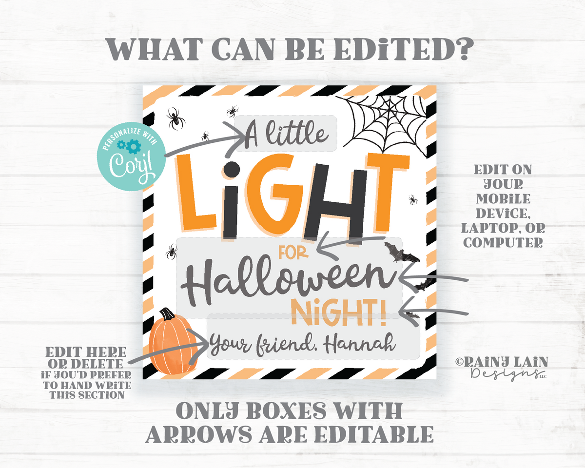 A little Light for Halloween Night Tags Halloween Trick or Treat Tags ...