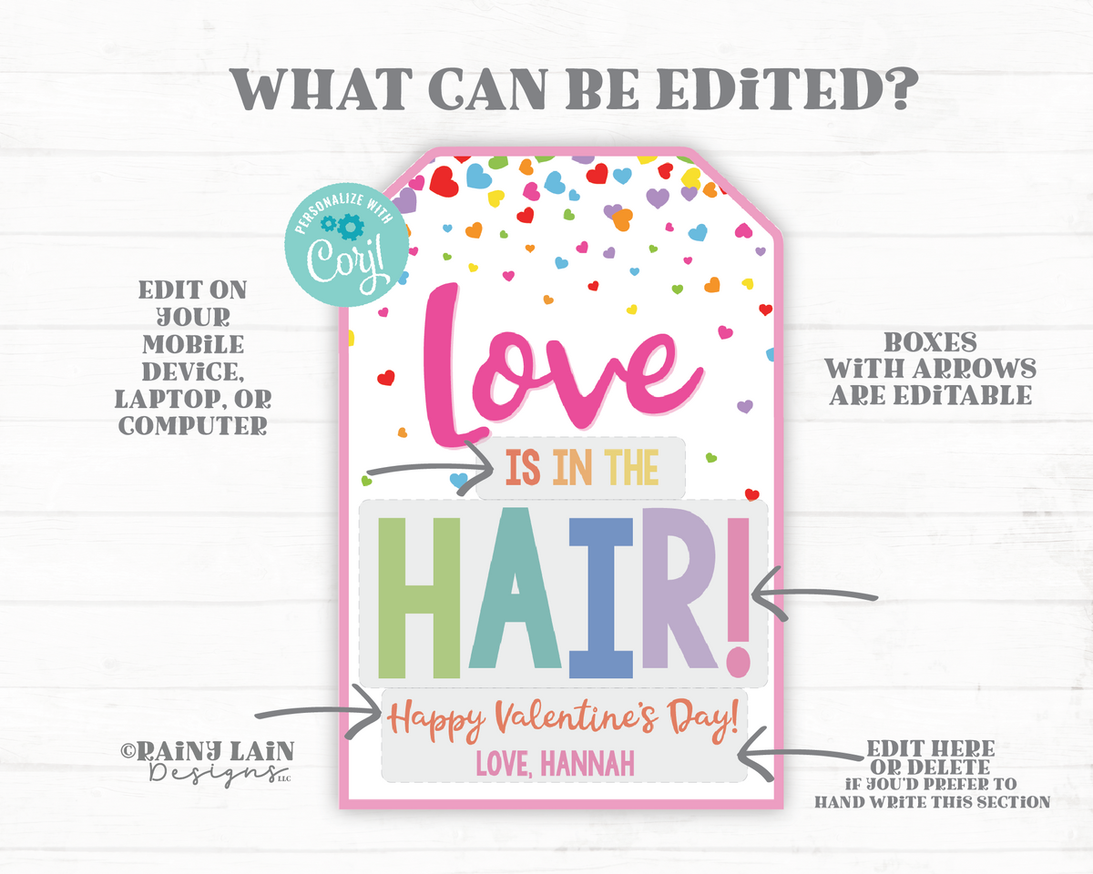 Scrunchie Gift Tag, Love is in the Hair, Valentine's Day Hair Tie, Bow ...