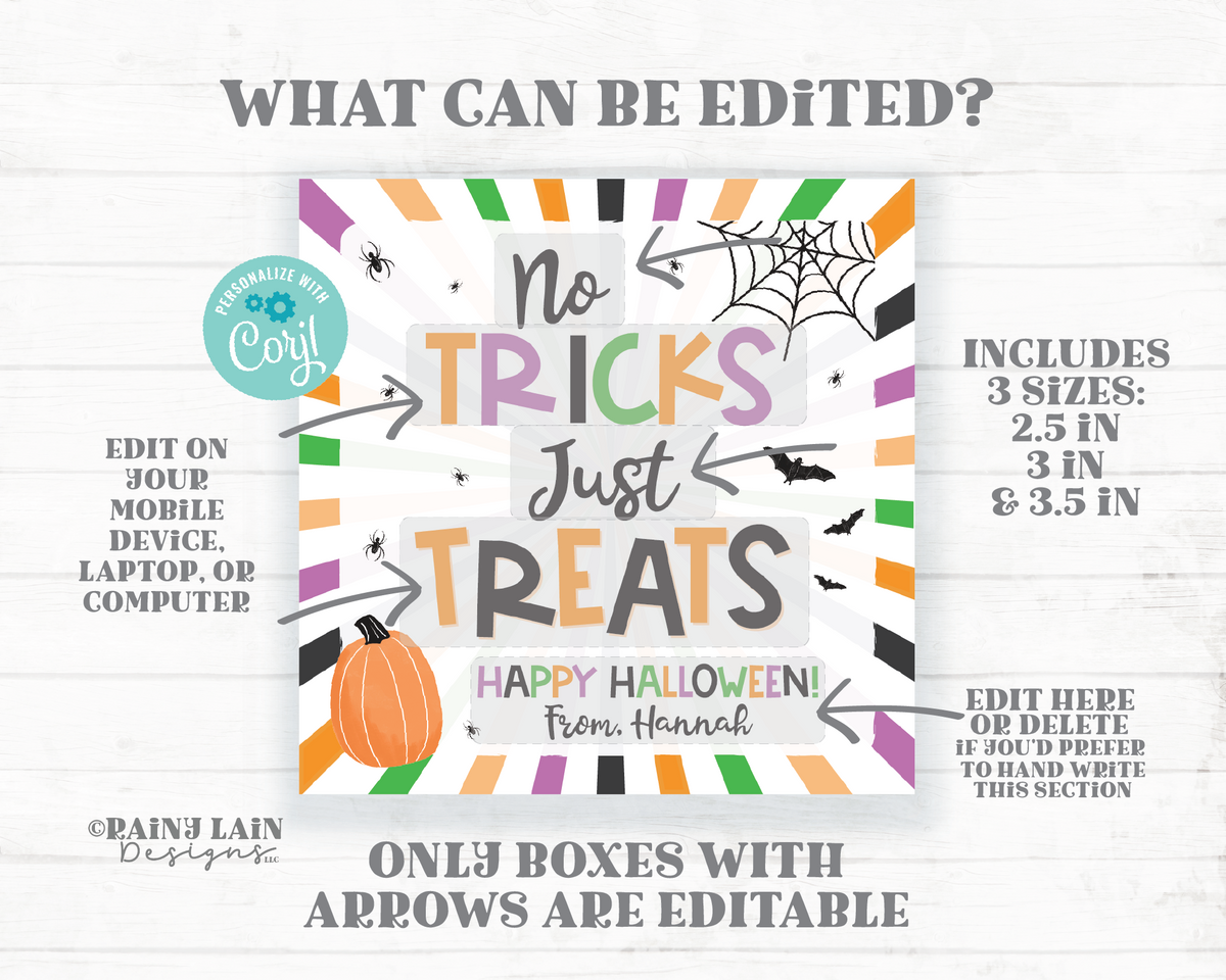 Editable Halloween Favor Tags, Boo Gift, Trick Or Treat Bags, Printabl ...