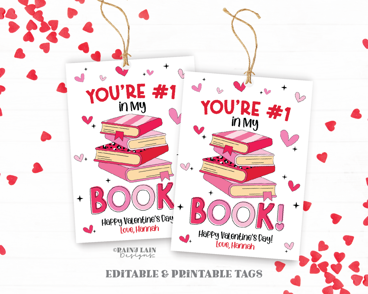 Bookmark Valentine, Printable Valentine's Day Tag, Book Valentine, #1 ...