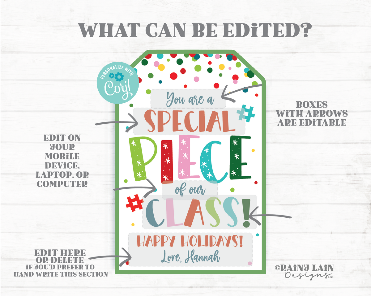 Special Piece of our Class Tag Holiday Building Block Puzzle Classmate ...