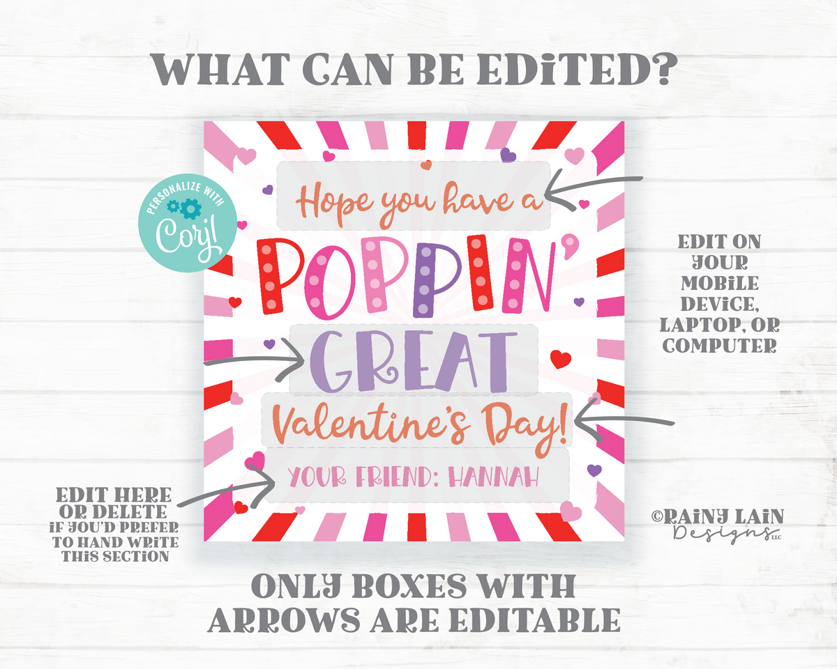 Poppin Great Valentine's Day Tag Pop Gift Popping Good Valentine Fidge ...