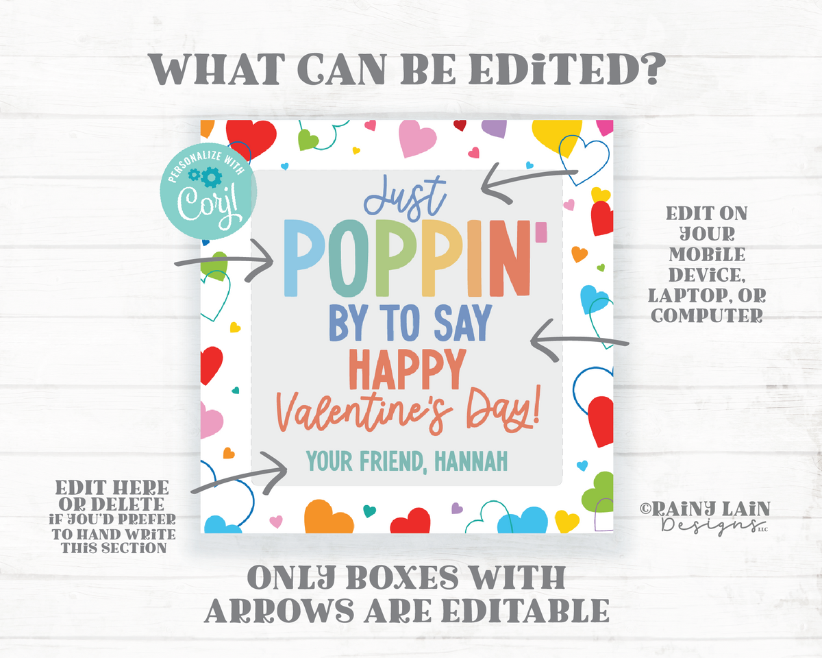 Poppin By to Say Happy Valentine's Day, Editable Popping Fidget Square ...