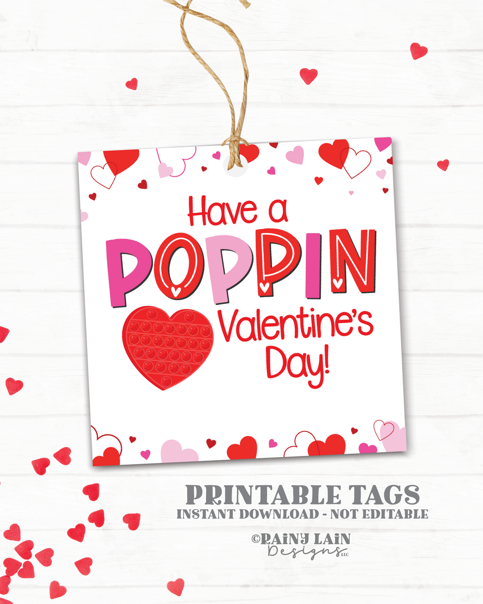 Pop-it Valentine Tag, Poppin Tags, Poppin Valentines, Fidget Valentine ...