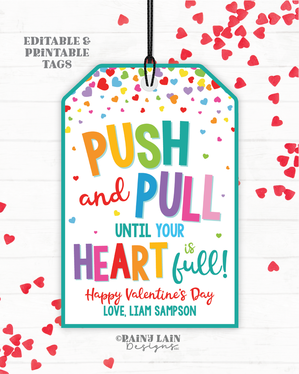 Fidgets Valentines, Valentine's Day Gift Tag, Push and Pull Until Your ...