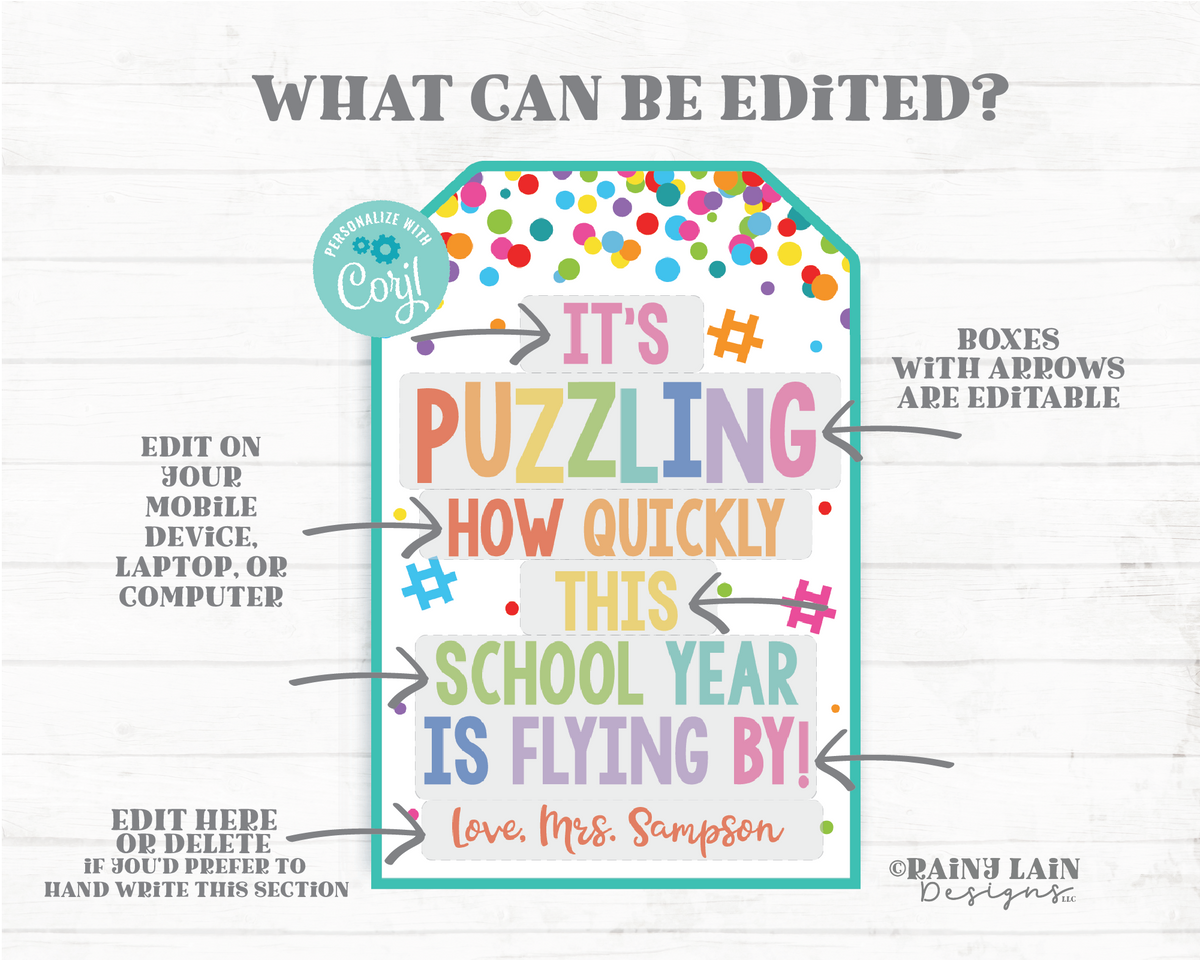 Puzzle Gift Tag, Puzzling How Fast School Year Went By, Built Building ...