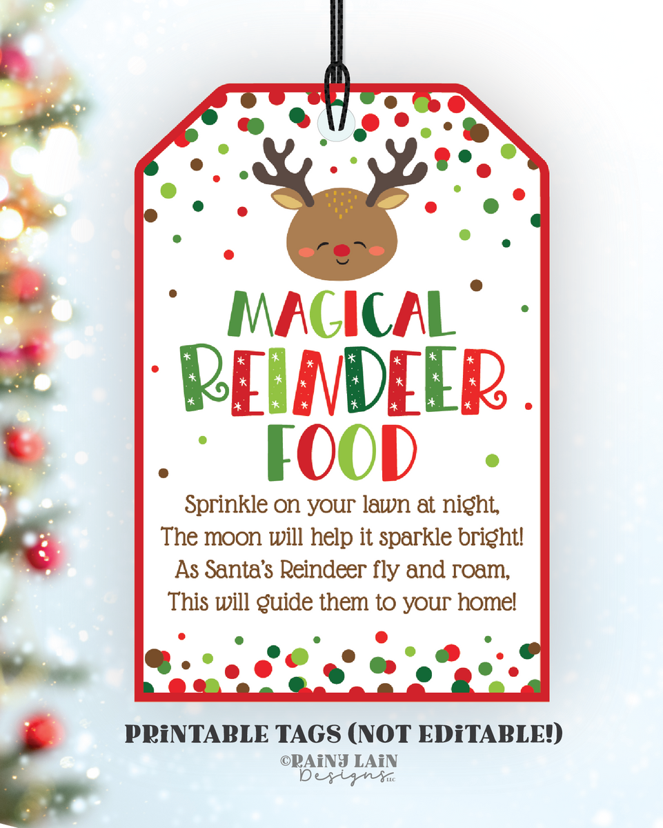 Magical Reindeer Food Tags, Reindeer Magic Food, Santa, Elf Printable ...