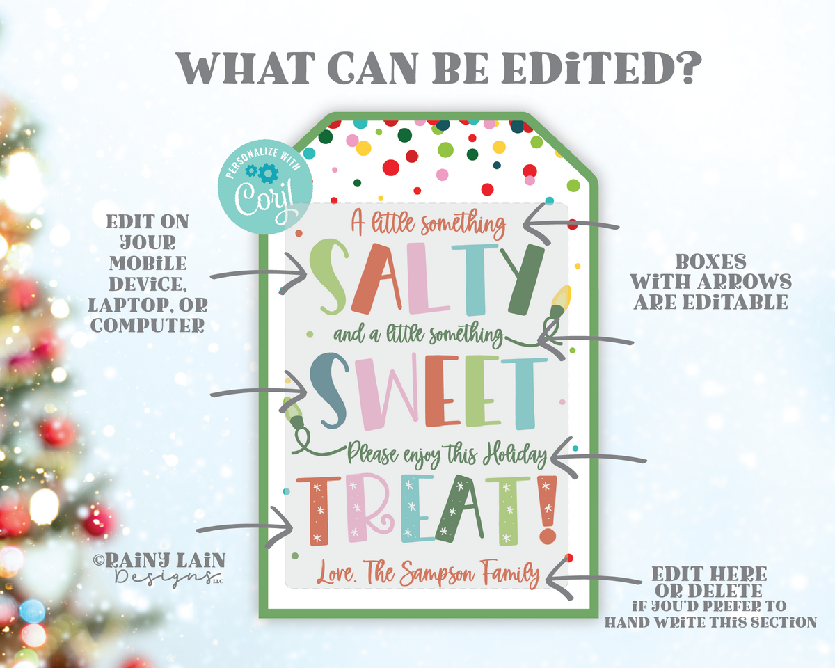 Salty Sweet Treat Tag, Christmas Gift, Something Salty and Sweet, Holi ...
