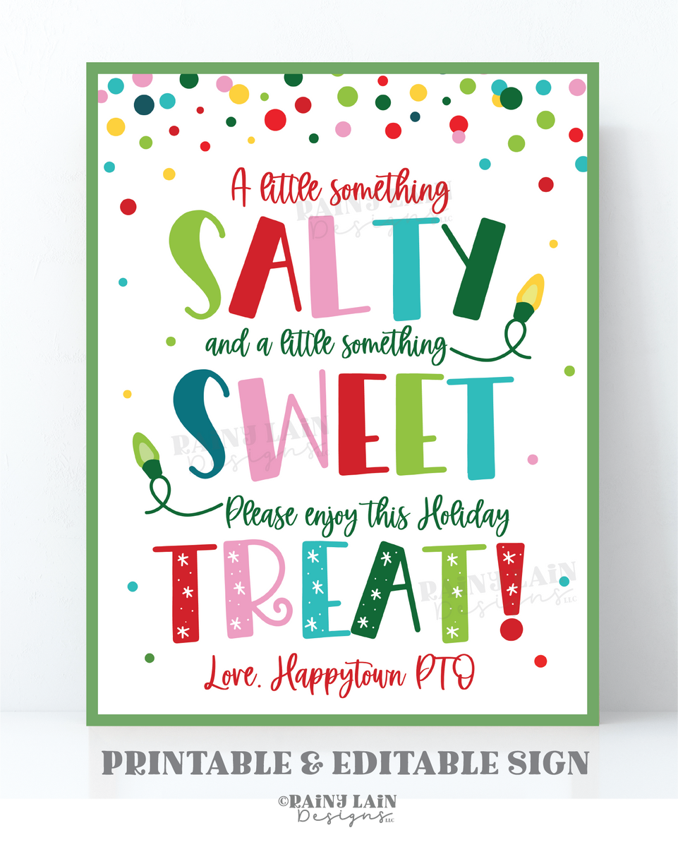 Salty Sweet Treat Sign, Christmas Something Salty and Sweet Holiday Tr ...