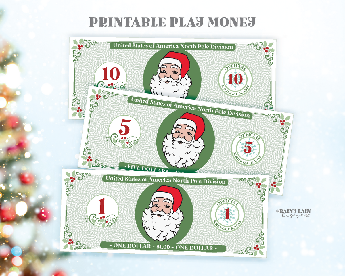 Santa Money Printable North Pole Play Money, Christmas Stocking Stuffe ...